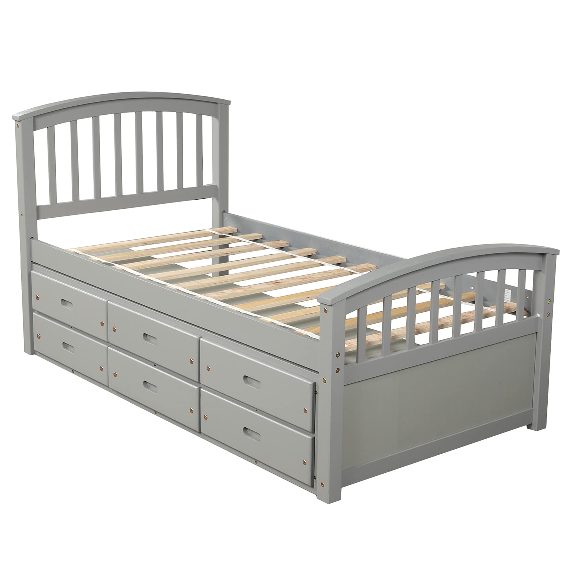 Harper & Bright Designs Twin Bed Frame with Storage Drawers, Solid Wood Captains Bed Frame,No Box Spring Needed (Espresso Twin Bed with Drawers)