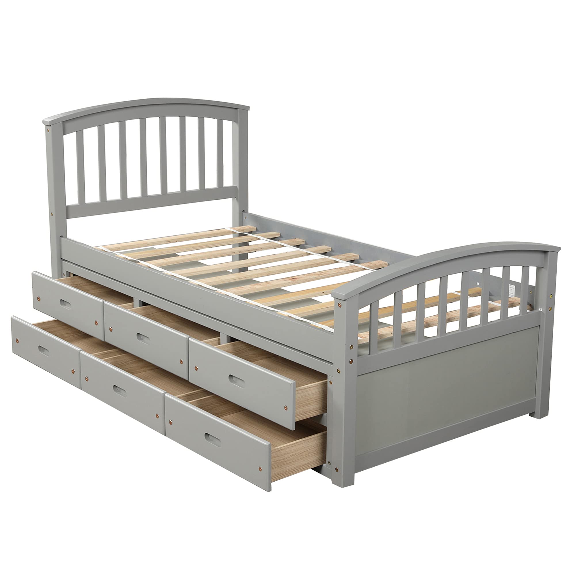 Harper & Bright Designs Twin Bed Frame with Storage Drawers, Solid Wood Captains Bed Frame,No Box Spring Needed (Espresso Twin Bed with Drawers)