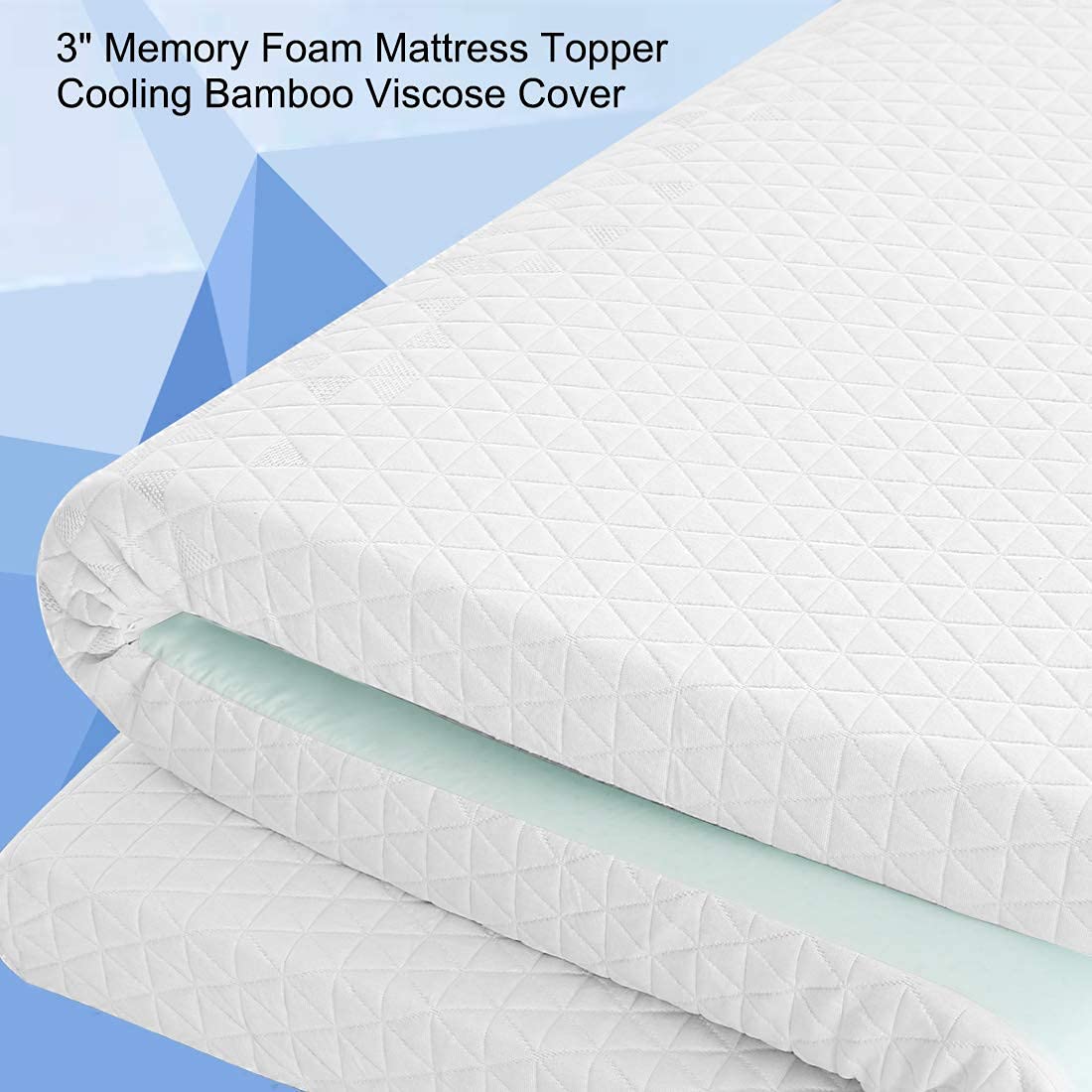 ABAKAN 3 Inch Memory Foam Mattress Topper California King Size - Cooling Gel Bed Topper for College - Firm Mattress Topper for Back Pain (with Removable Soft Bamboo Fiber Cover)