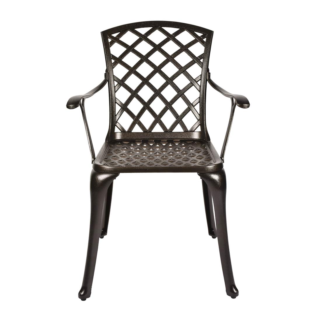 TITIMO Outdoor Bistro Dining Chair Set Cast Aluminum Dining Chairs for Patio Furniture Garden Deck with Lattice-Weave Design, Set of 2,Home Living Room（Mesh Design Chair）