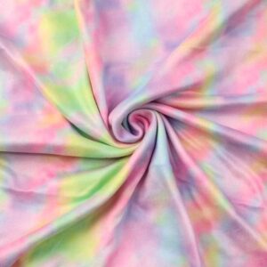 david accessories double brushed poly knit fabric tie-dye pattern printing fabric stretch spandex knitting fabric dbp fabric by the yard for clothes dress (rainbow)