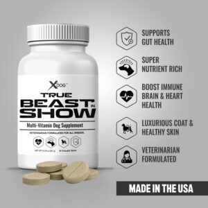 True Beast in Show Muscle Multivitamin for Dogs (Veterinarian Formulated): Vitamins, Minerals, Antioxidants, Digestive Enzymes, Fatty Acids, Amino Acids and Trace Minerals.