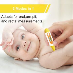 Digital Oral Thermometer for Adults Baby Infant Thermometer,Easy@Home Medical Thermometer,Basal Body Temperature Thermometer for Rectal Mouth Underarm with Fever Alarm EMT-021-Yellow