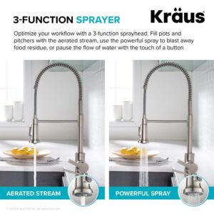 KRAUS Britt 2nd Gen Commercial Style Pull-Down Single Handle Kitchen Faucet in Brushed Brass, KPF-1691BB