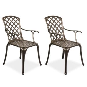 titimo outdoor bistro dining chair set cast aluminum dining chairs for patio furniture garden deck with lattice-weave design, set of 2,home living room（mesh design chair）