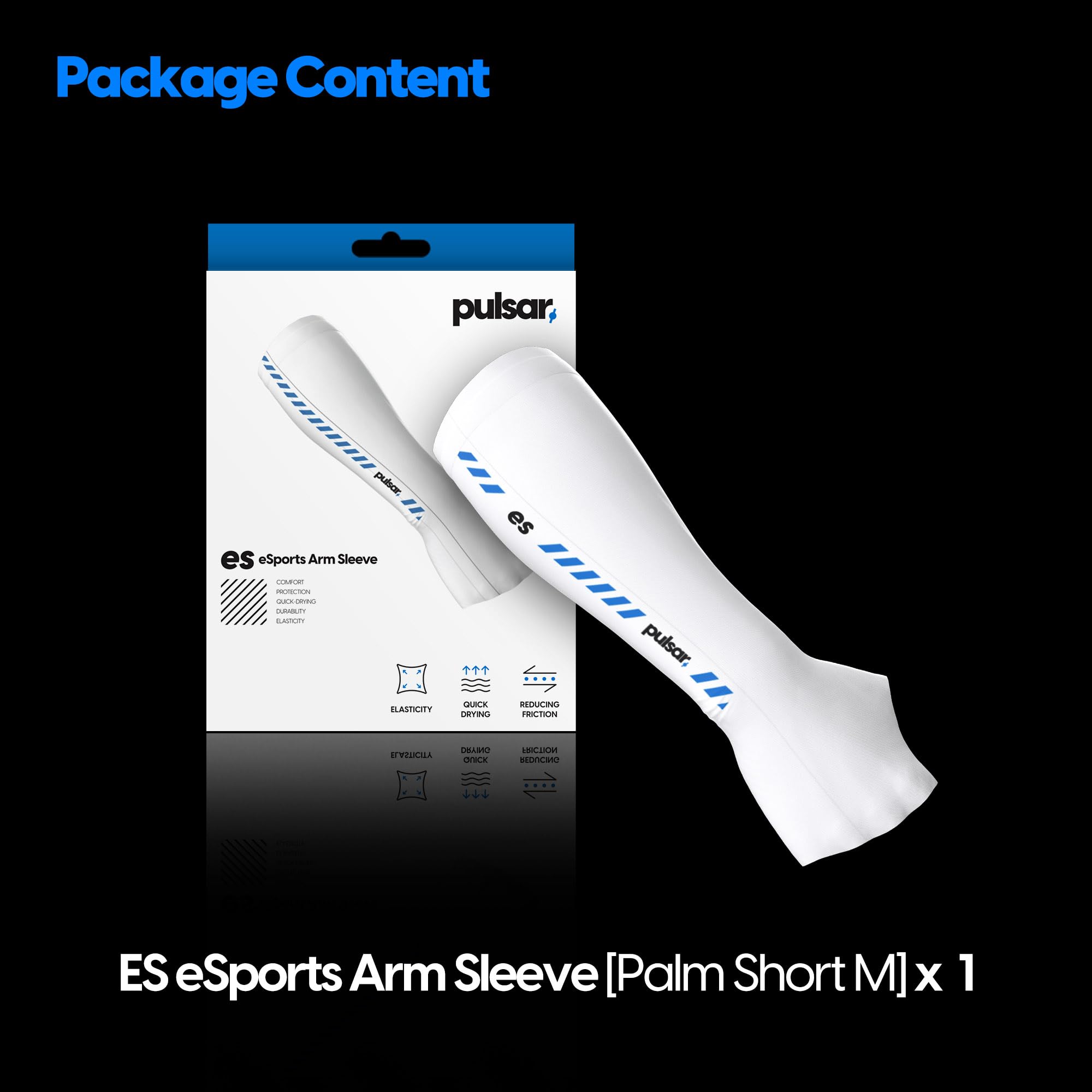 PULSAR eS Gaming Arm Sleeve for Esports Gaming Compression Sleeve, Palm Short L White