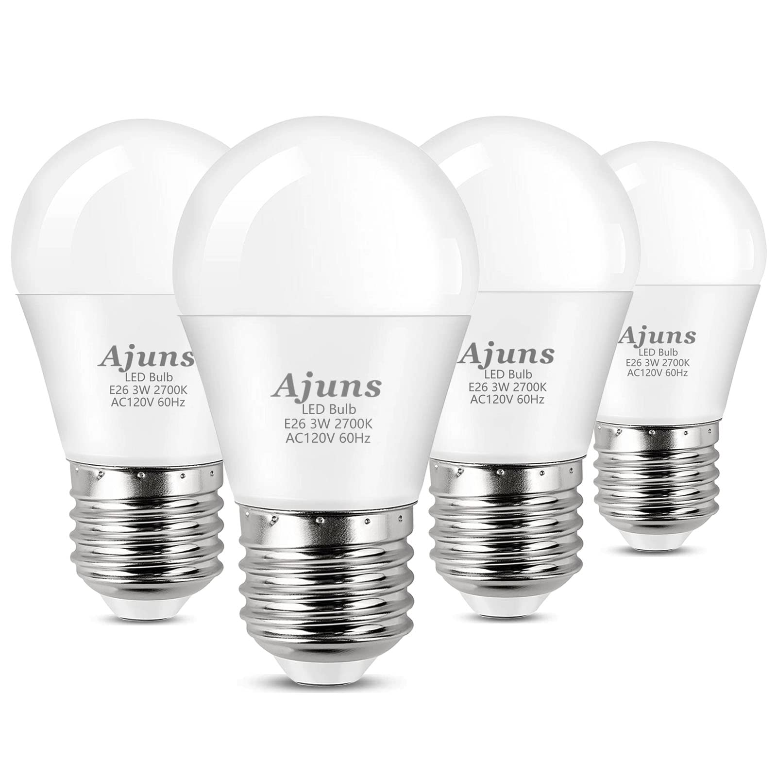 Ajuns LED Bulb 3W Equivalent 25 Watt Light Bulbs，120V Ceiling Fan Light Bulbs Table Lamp Bulb Warm White 2700K LED Energy Saving Bulb E26 Base, Suitable for Home 4 Pack