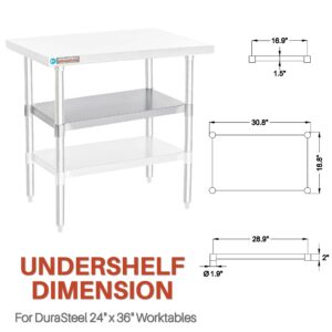 Galvanized Under Shelf for Work Tables - DuraSteel Extra Adjustable Lower Shelf for 24" x 36" Stainless Steel and Wooden Worktables - Fits for use in Restaurant, Warehouse, Home, Kitchen, Garage