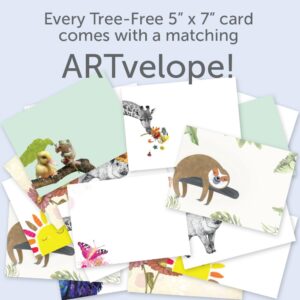 Tree-Free Greetings - Birthday Cards - Artful Designs - 8 Cards + Matching Envelopes - Made in USA - 100% Recycled Paper - 5"x7" - Thinking of You, Friendship, All Occasion, Thank You, Birthday (AGA1139)