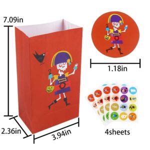 CCINEE 36pcs Halloween Paper Treat Bags Cute Candy Bags with 48pcs Round Stickers for Halloween Party Snacks Gift Packing Supplies