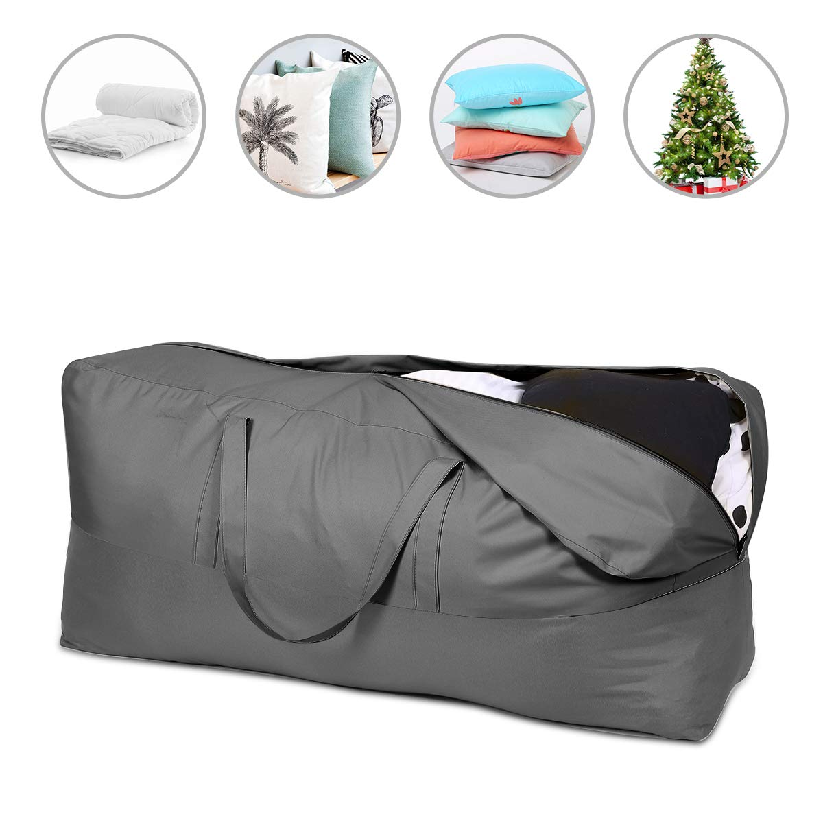 Vailge Storage Bag, 60Lx20Wx28H, Grey, Synthetic Fabric with Waterproof Coating, Zipper, Outdoor Furniture Cushion and Cover Storage Protection, 50 pounds Load Capacity