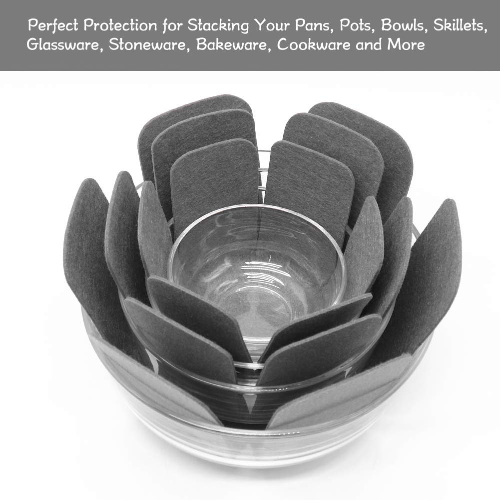 Pan Pot Protectors, Larger & Thicker Pan Protector Pads, Cyan/Orange/Gray Pan Protectors Available, 3 Different Sizes, 12 Pcs Pot Divider Pads for Protecting and Separating Your Cookware(Gray)