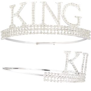 MEANT2TOBE Prom Sash and Crown for Girls and Boys - Fabulous Party Set: Glitter Sash + Rhinestone Silver Premium Metal Tiara for Her and Him, Prom Present for Graduation Party