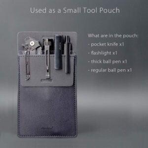 Pocket Protector, Leather Pen Pouch Holder Organizer, for Shirts Lab Coats, Hold 5 Pens, Designed to Keep Pens Inside When Bend Down. No Breaking of Pen Clip. Thick PU Leather, Navy, 2 Per Pack.