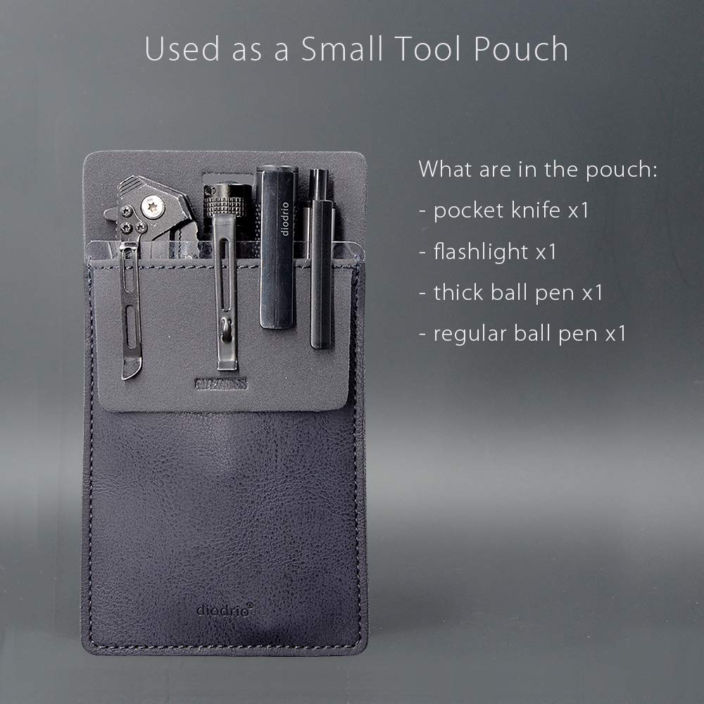 Pocket Protector, Leather Pen Pouch Holder Organizer, for Shirts Lab Coats, Hold 5 Pens, Designed to Keep Pens Inside When Bend Down. No Breaking of Pen Clip. Thick PU Leather, Navy, 2 Per Pack.