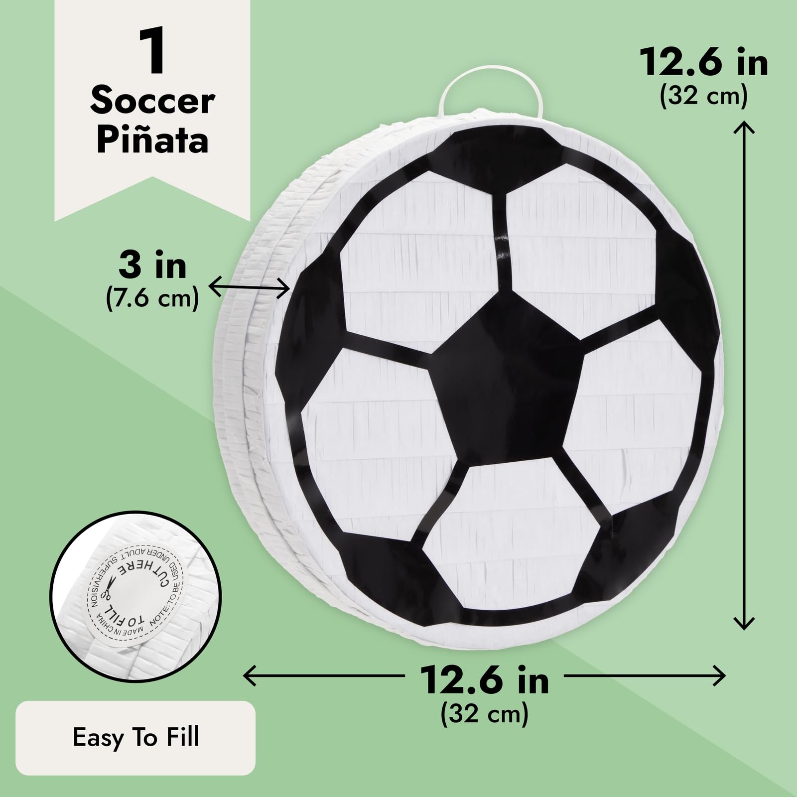 BLUE PANDA Soccer Ball Pinata for Sports Themed Birthday Party Decorations, Small (12.6 x 3.0 x 12.6 Inches)