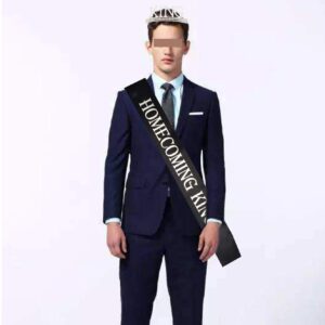 MEANT2TOBE Prom Sash and Crown for Girls and Boys - Fabulous Party Set: Glitter Sash + Rhinestone Silver Premium Metal Tiara for Her and Him, Prom Present for Graduation Party