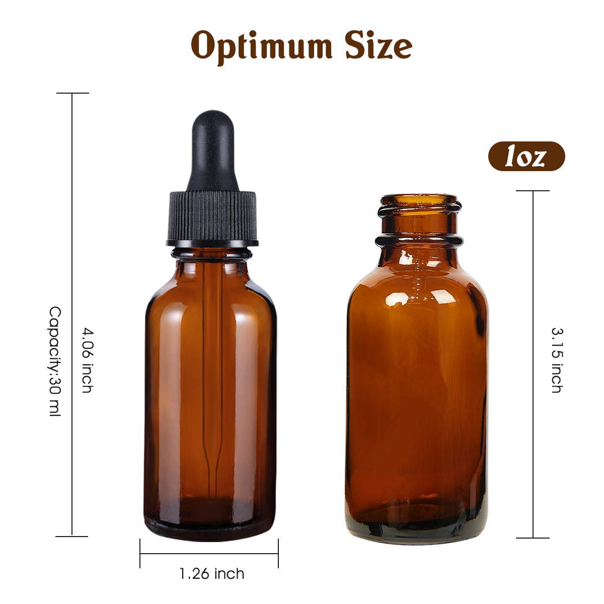 Eternal Moment 1 oz Eye Dropper Bottle(48 Pack), 30ml Amber Glass Bottles with Glass Eye Dropper for Essential Oils, Chemistry Lab Chemicals, Colognes & Perfumes