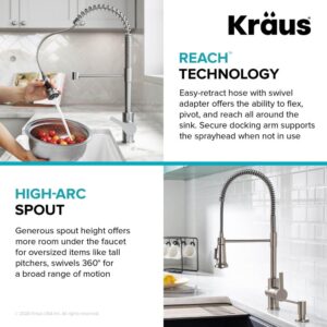 KRAUS Britt 2nd Gen Commercial Style Pull-Down Single Handle Kitchen Faucet in Brushed Brass, KPF-1691BB