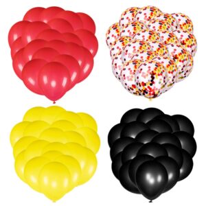 JOYYPOP 80 pcs Black Red Yellow Latex Balloons with Confetti Balloons for Baby Shower,Mouse balloon Theme Party Decoration,Brithday Party