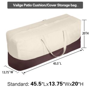 Vailge Outdoor Cushion Storage Bag Water-Resistant Patio Cushion Cover Storage Bag，Dustproof Christmas Tree Storage Bag Rectangular Patio Storage Bag for Outdoor Cushions - Standard,Beige & Brown