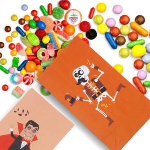 CCINEE 36pcs Halloween Paper Treat Bags Cute Candy Bags with 48pcs Round Stickers for Halloween Party Snacks Gift Packing Supplies