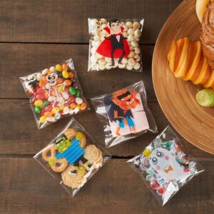 CCINEE 200pcs Halloween Treat Bags Clear Self-adhesive Candy Bags Cellophane Plastic Cookie Bags for Party Favors Halloween Decoration