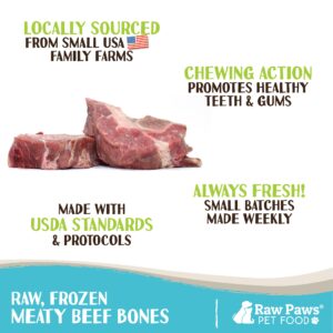 Raw Paws Meaty Beef Bones for Dogs, 8-lb - Made in USA - Frozen Raw Bones for Dogs - Raw Beef Bones - Frozen Dog Bones - Raw Dog Bones for Aggressive Chewers - Frozen Raw Meaty Dog Bones