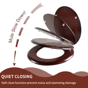 Angel Shield Elongated Wood Toilet Seat with Quiet Close,Easy Clean,Quick-Release Hinges(Elongated,Dark Walnut)