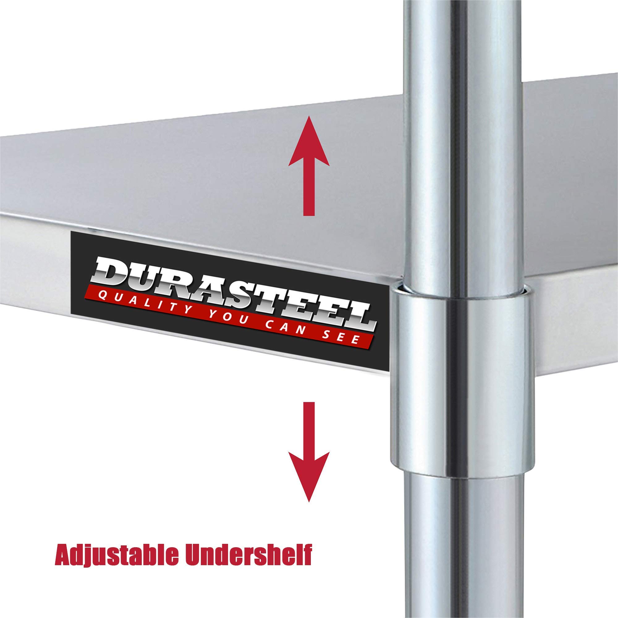 Galvanized Under Shelf for Work Tables - DuraSteel Extra Adjustable Lower Shelf for 24" x 36" Stainless Steel and Wooden Worktables - Fits for use in Restaurant, Warehouse, Home, Kitchen, Garage