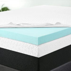 abakan 3 inch memory foam mattress topper california king size - cooling gel bed topper for college - firm mattress topper for back pain (with removable soft bamboo fiber cover)