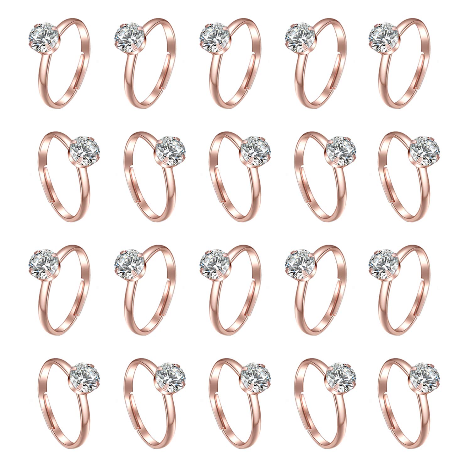 Topoox 60 Pack Rose Gold Diamond Engagement Rings for Bridal Shower Party Game Wedding Table Decorations