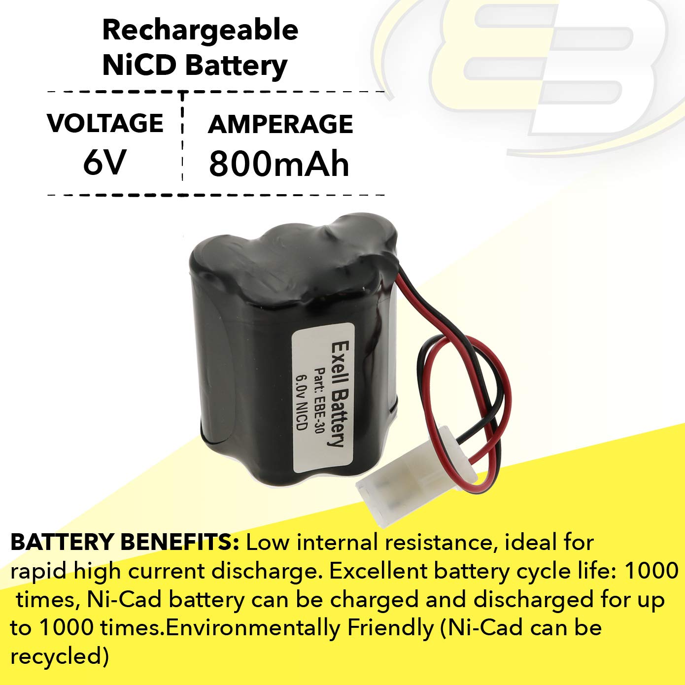 (3-Pack) Emergency/Exit Lighting Battery Fits and Replaces NIC0099, Lithonia ENB06006, Prescolite E1875-01-00E82082100ENB06006, Sanyo 100502SE, Schlumberger TU89UNIGUNVISUAL Reader