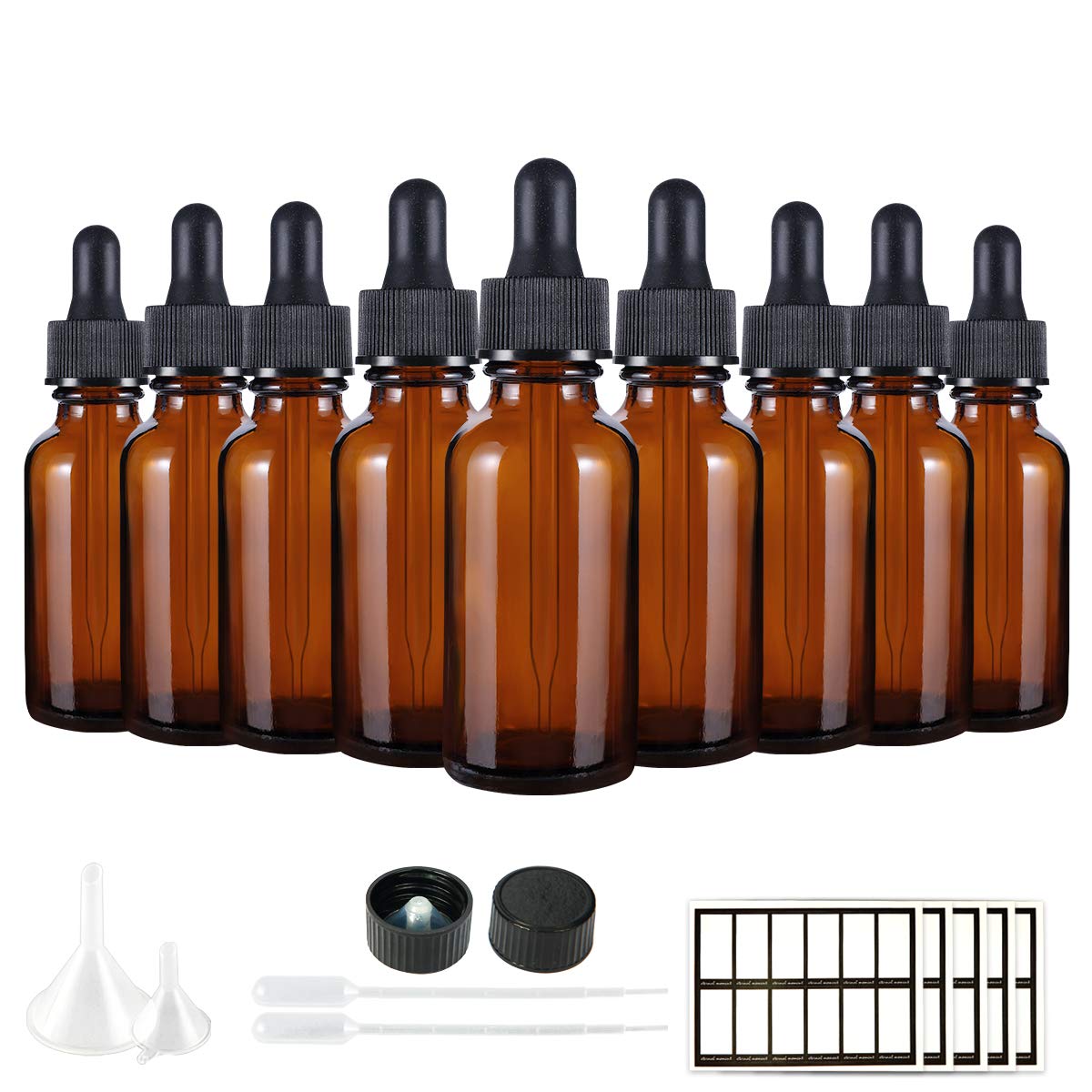 Eternal Moment 1 oz Eye Dropper Bottle(48 Pack), 30ml Amber Glass Bottles with Glass Eye Dropper for Essential Oils, Chemistry Lab Chemicals, Colognes & Perfumes