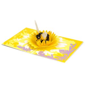 Ribbli Bee & Flower Handmade 3D Pop Up Card,Greeting Card,Mothers Day Card,Thank You Card,Bumble Bee Card,Floral Card,For Birthday,Anniversary,Congratulations,All Occasion,with Envelope