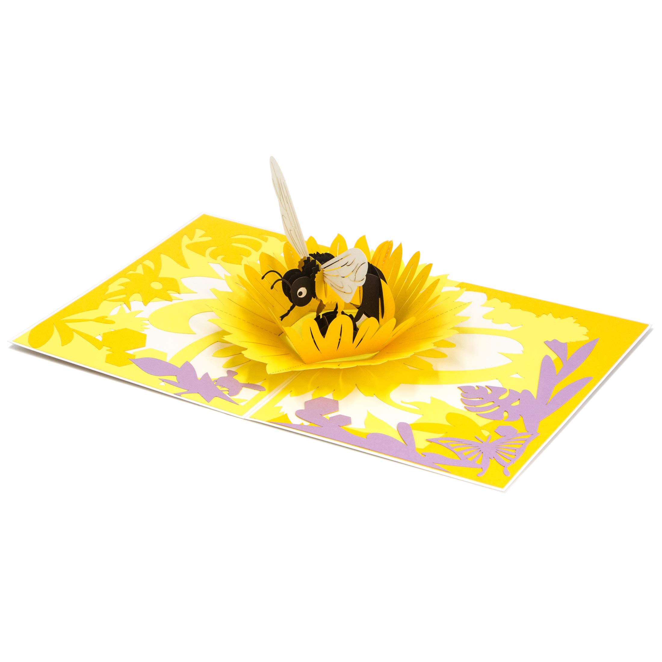 Ribbli Bee & Flower Handmade 3D Pop Up Card,Greeting Card,Mothers Day Card,Thank You Card,Bumble Bee Card,Floral Card,For Birthday,Anniversary,Congratulations,All Occasion,with Envelope