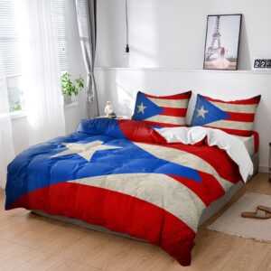 queener home 4 pieces duvet cover sheet set puerto rico flag bedding sets full luxury soft bed quilt cover bedspread with decorative pillowcases vintage style