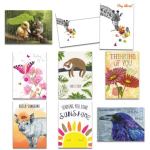 tree-free greetings - birthday cards - artful designs - 8 cards + matching envelopes - made in usa - 100% recycled paper - 5"x7" - thinking of you, friendship, all occasion, thank you, birthday (aga1139)