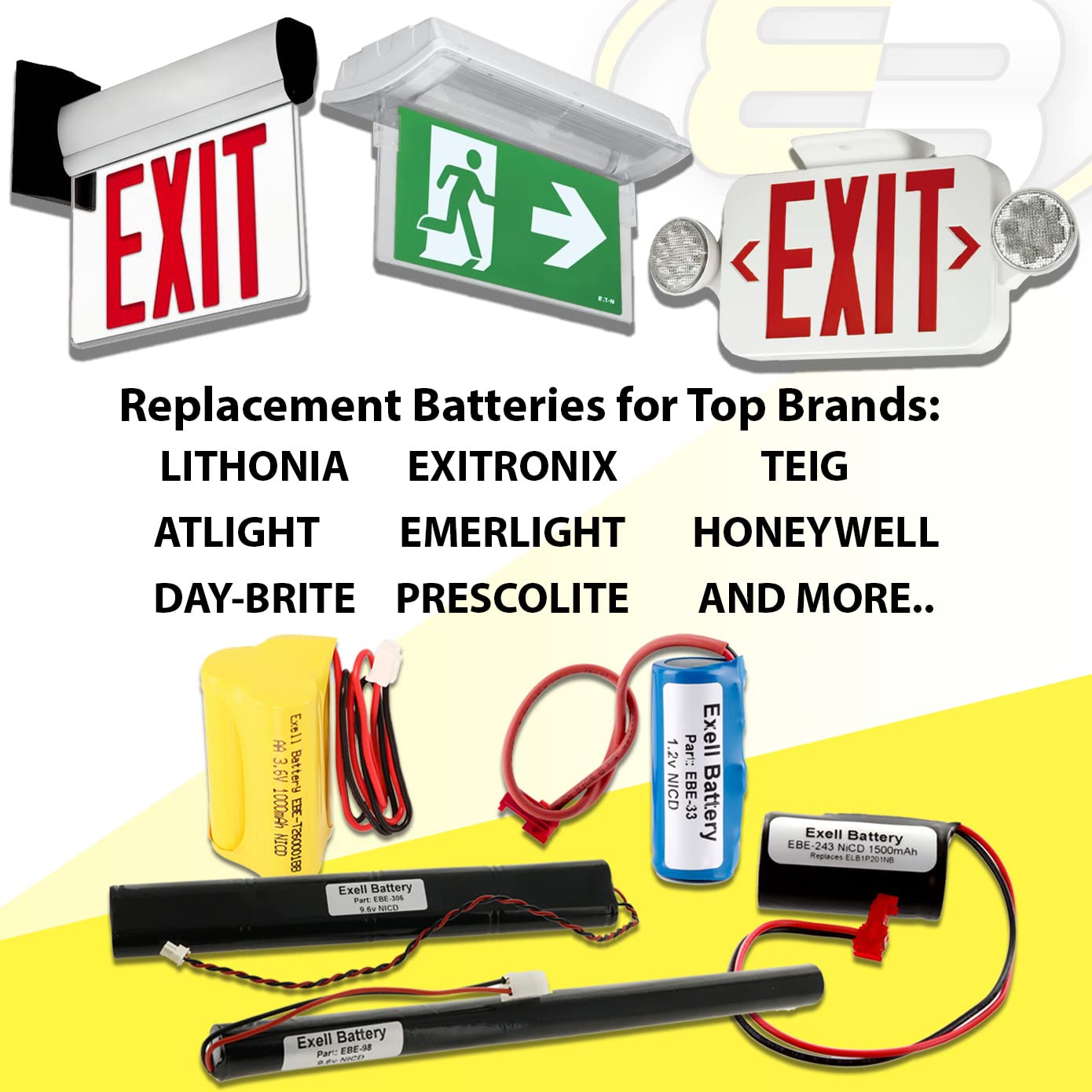 (3-Pack) Emergency/Exit Lighting Battery Fits and Replaces NIC0099, Lithonia ENB06006, Prescolite E1875-01-00E82082100ENB06006, Sanyo 100502SE, Schlumberger TU89UNIGUNVISUAL Reader