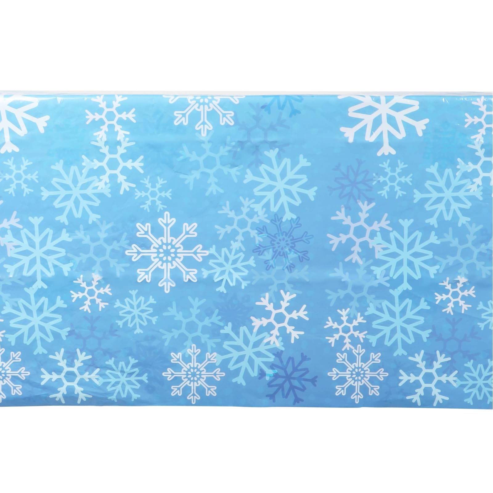 BLUE PANDA 3 Pack Blue Snowflake Plastic Tablecloths for Christmas Party Supplies, 54 x 108 inch Rectangular Xmas Winter Holiday Snowy Table Covers, Fun Festive Christmas Party Decorations