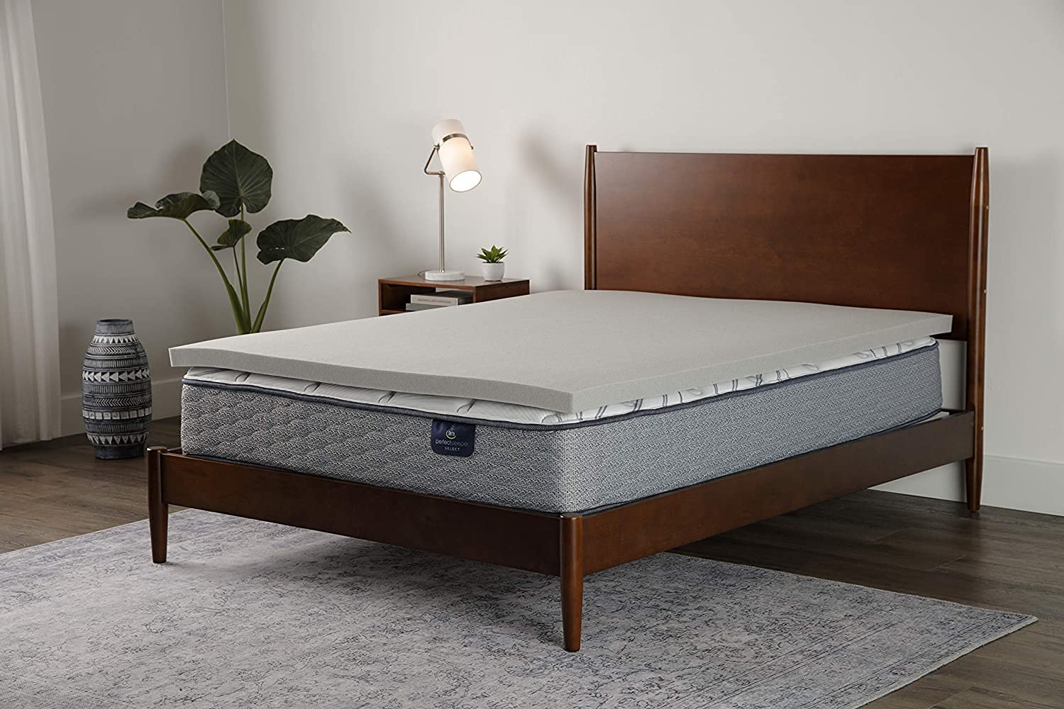 Serta Graphite Infused Pressure-Relieving Memory Foam Mattress Topper, 2 Inch, Full