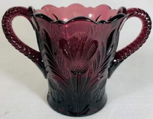 spooner/spoonholder - inverted thistle - american made - mosser glass usa (amethyst)