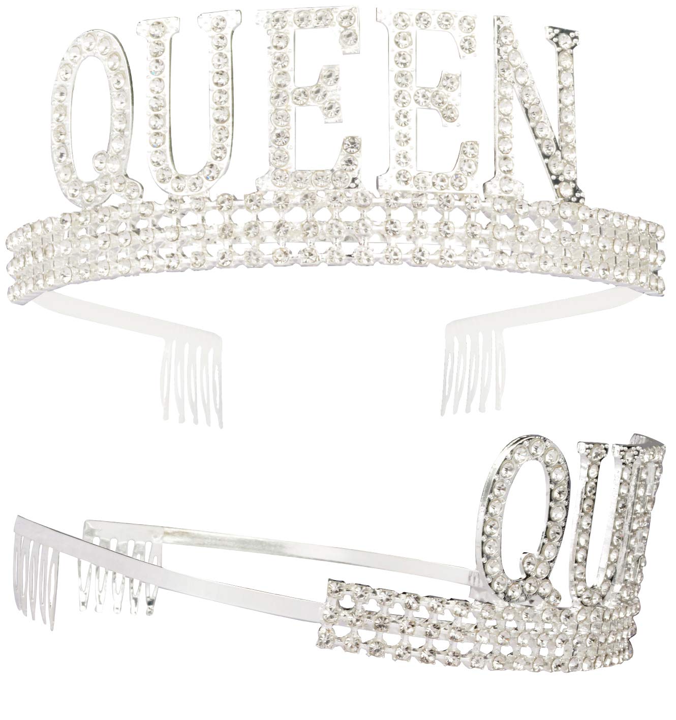 MEANT2TOBE Prom Sash and Crown for Girls and Boys - Fabulous Party Set: Glitter Sash + Rhinestone Silver Premium Metal Tiara for Her and Him, Prom Present for Graduation Party