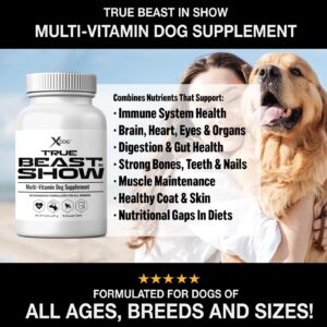 True Beast in Show Muscle Multivitamin for Dogs (Veterinarian Formulated): Vitamins, Minerals, Antioxidants, Digestive Enzymes, Fatty Acids, Amino Acids and Trace Minerals.