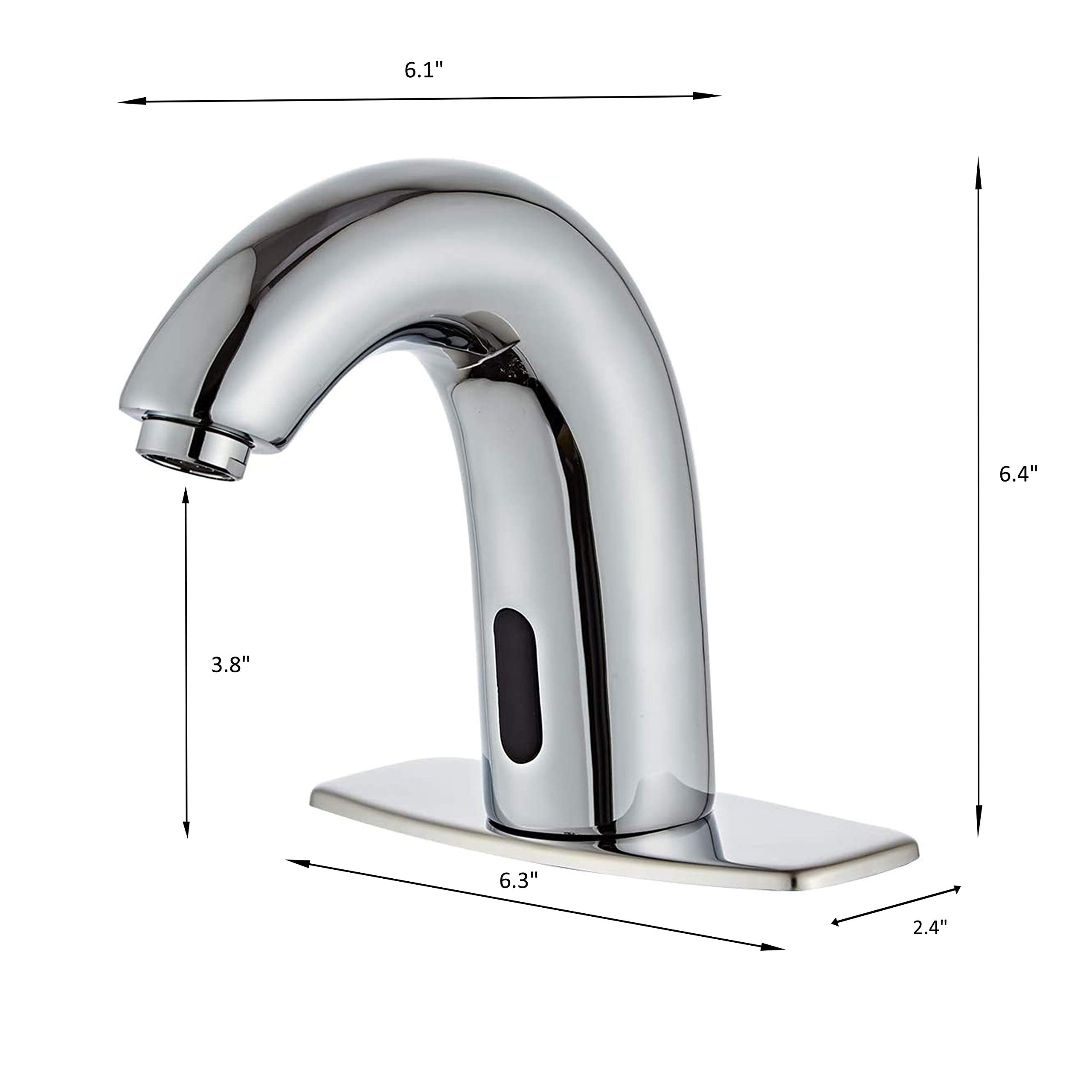 Automatic Sensor Touchless Bathroom Sink Faucet with Hole Cover Plate Chrome Dual Powered Vanity Bathroom Faucets