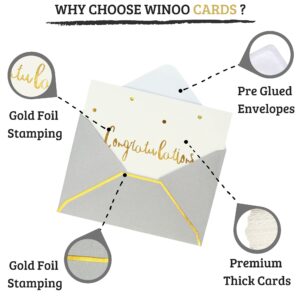 Winoo Design Gold and White Congratulations Cards with Envelopes, 36 PK All Occasion Greeting Cards 4x6 Inches, Bridal Shower Graduation Baby Shower Christmas Thank You Cards