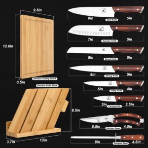 imarku Knife Set, Kitchen Knife Set for Kitchen with Block, 10 Piece Knife and Cutting Board Set with Block, Japanese Chef Knife Set Professional Knives Set for Kitchen