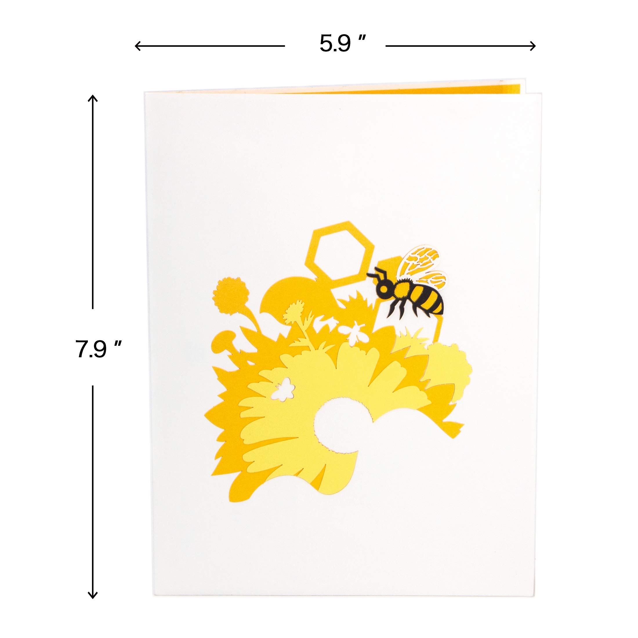 Ribbli Bee & Flower Handmade 3D Pop Up Card,Greeting Card,Mothers Day Card,Thank You Card,Bumble Bee Card,Floral Card,For Birthday,Anniversary,Congratulations,All Occasion,with Envelope