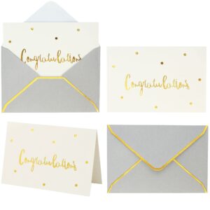 winoo design gold and white congratulations cards with envelopes, 36 pk all occasion greeting cards 4x6 inches, bridal shower graduation baby shower christmas thank you cards