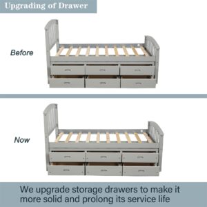 Harper & Bright Designs Twin Bed Frame with Storage Drawers, Solid Wood Captains Bed Frame,No Box Spring Needed (Espresso Twin Bed with Drawers)